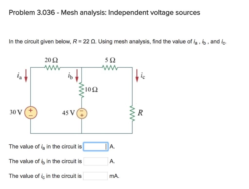 Solved Problem 3.036 - Mesh analysis: Independent voltage | Chegg.com