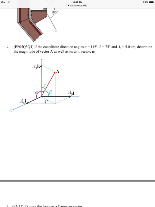 Solved If the coordinate direction angles a = 112 degree, b | Chegg.com