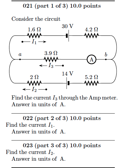Solved Consider the circuit Find the current I3 through the | Chegg.com