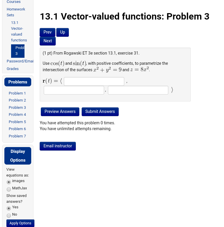 Solved Use cos(t) and sin(t), with positive coefficients, to | Chegg.com
