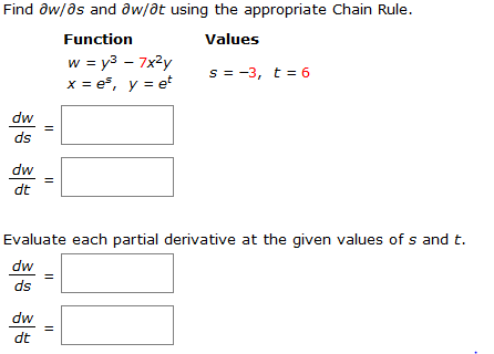 Solved Find partial w/partial s and partial w/partial t | Chegg.com