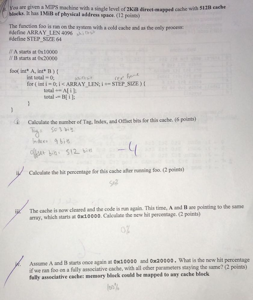 Solved ou are given a MIPS machine with a single level of | Chegg.com