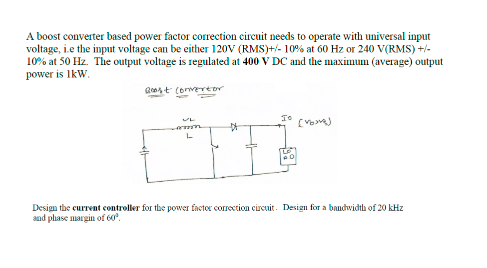 Solved A boost converter based power factor correction | Chegg.com