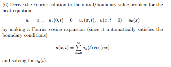 Solved (6) Derive the Fourier solution to the | Chegg.com