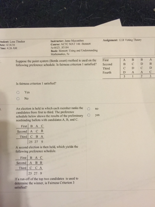 Suppose the point system (Borda count) method is used | Chegg.com