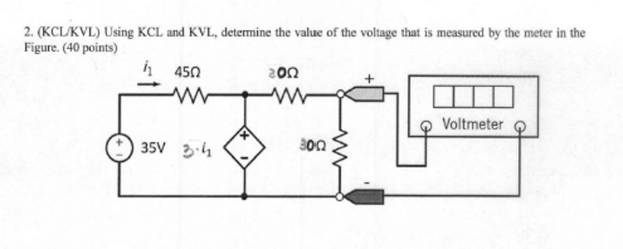 Solved Using KCL and KVL, determine the value of the voltage | Chegg.com