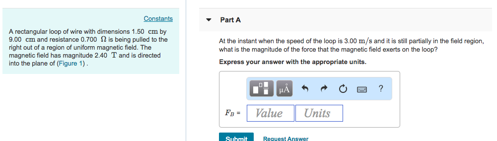 Solved Constants ? Part A A rectangular loop of wire with | Chegg.com