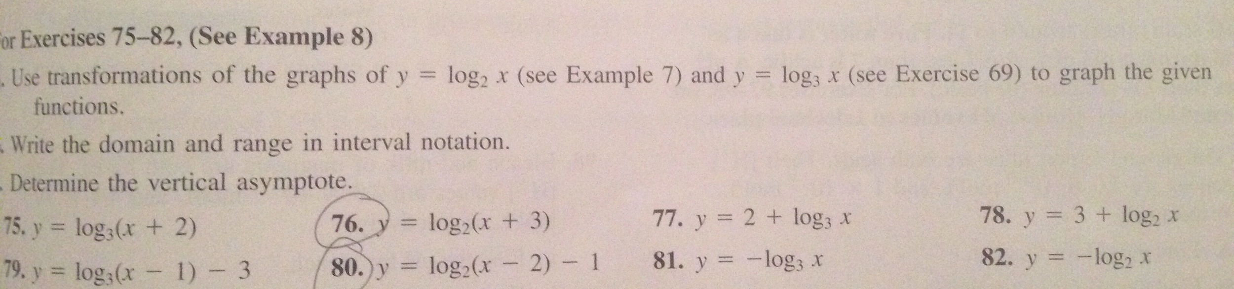 Solved Use transformations of the graphs of y = log2 x (see | Chegg.com