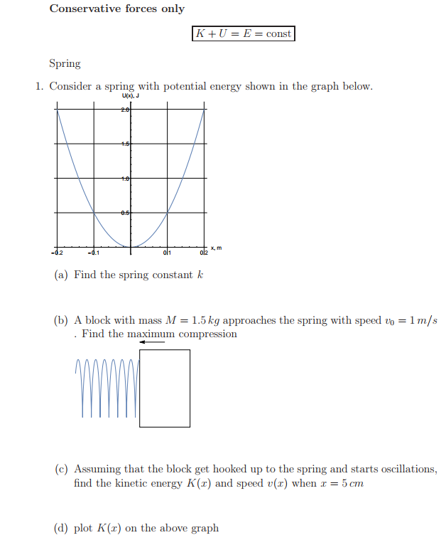 Solved Conservative forces only Spring 1. Consider a spring | Chegg.com