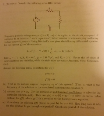 Consider the following series RLC circuit Suppose a | Chegg.com