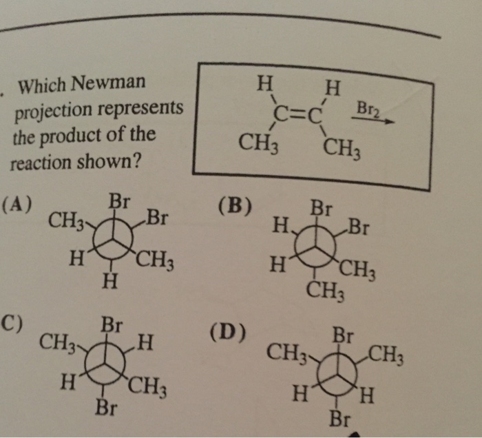 Solved Which Newman projection represents the product of the | Chegg.com