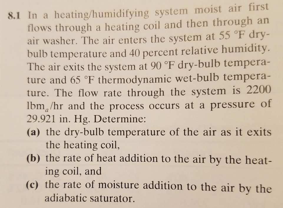Solved 8.I In a heating/humidifying system moist air first | Chegg.com