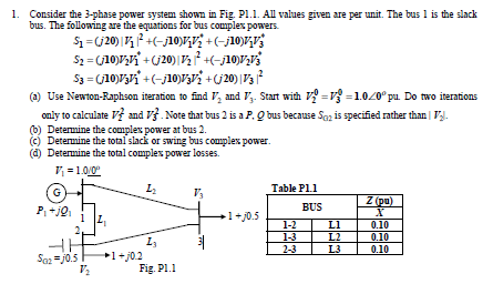 Consider the 3-phase power system shown in Fig. P1. | Chegg.com