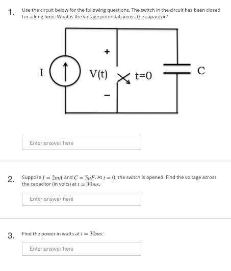 Solved 1 Use the circuit below for the following questions. | Chegg.com