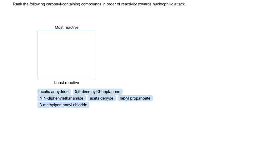Solved Rank The Following Carbonyl Containing Compounds In