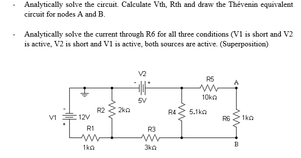 Solved Analytically solve the circuit. Calculate Vth, Rth | Chegg.com