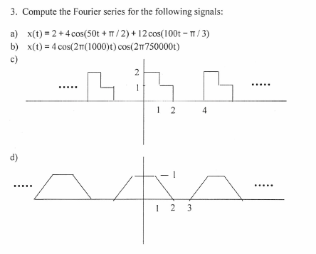 Solved Compute the Fourier series for the following signals: | Chegg.com
