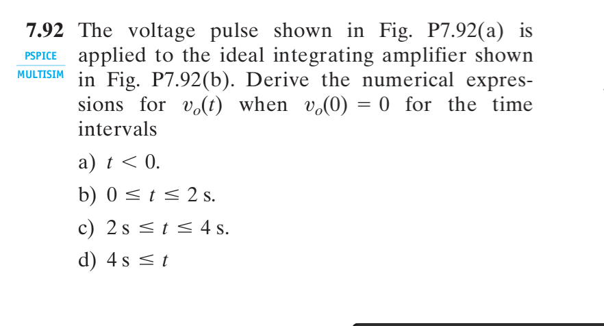 Solved Figure P7.92 vg (mV) 75 75 (a) t (s) | Chegg.com