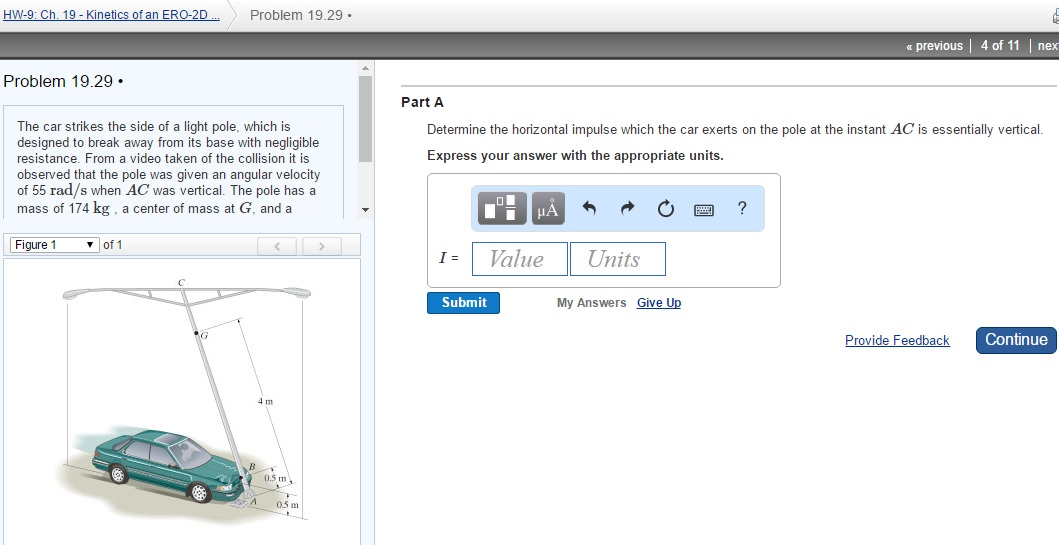 Solved The car strikes the side of a light pole, which is | Chegg.com
