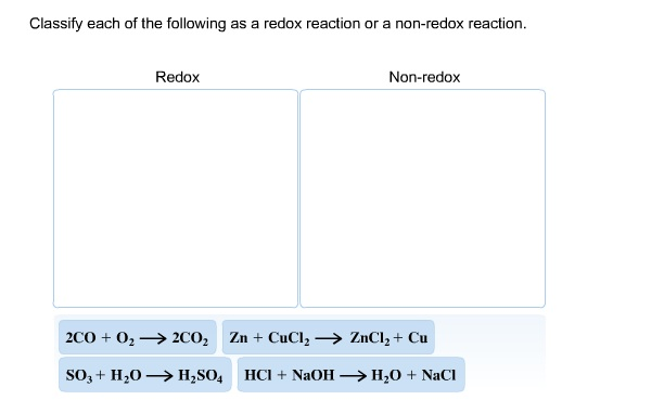 Solved Classify each of the following as a redox reaction or | Chegg.com