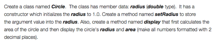 Solved Create A Class Named Circle The Class Has Member