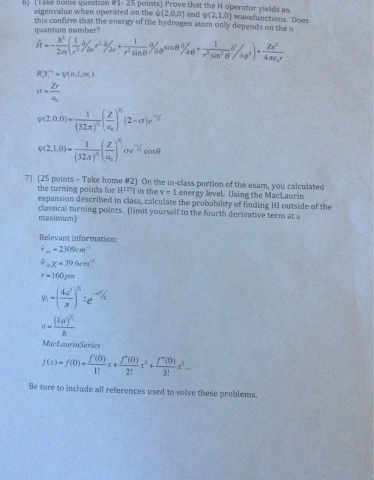 Prove that the H operator yields an eigenvalue when | Chegg.com