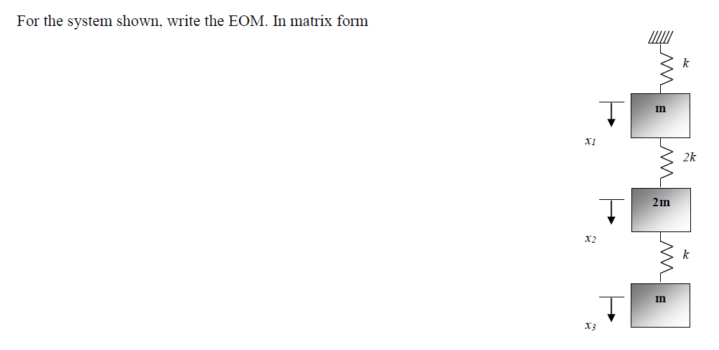 Solved For the system shown, write the EOM. In matrix form | Chegg.com