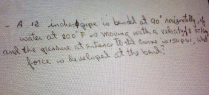 Solved A 12 inches phi pipe is bended at 90 degree | Chegg.com