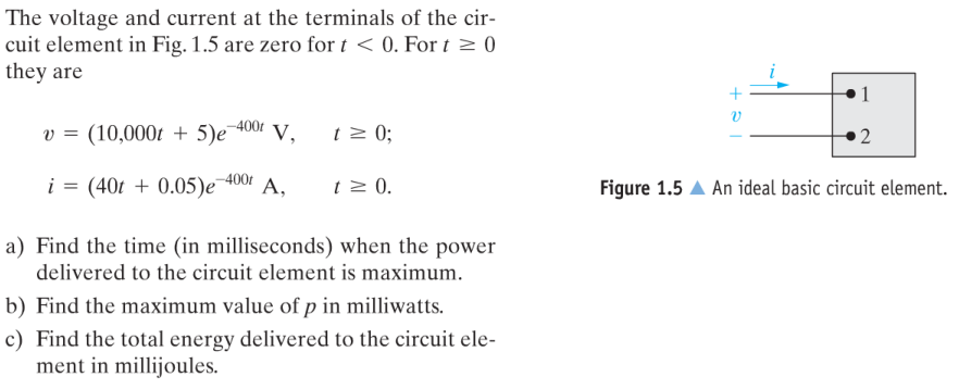 Solved The voltage and current at the terminals of the cir- | Chegg.com