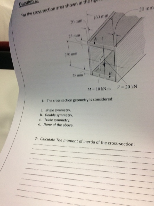Solved For the cross section area shown in the figure. The | Chegg.com