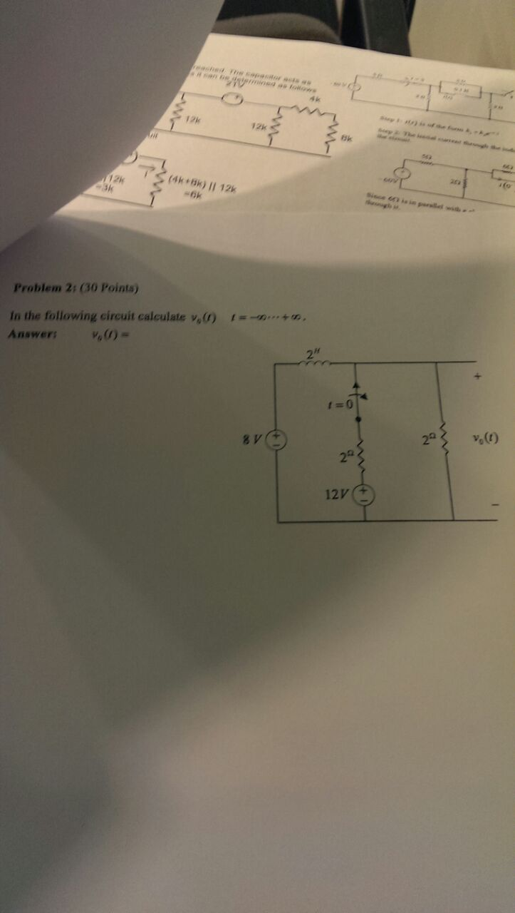 Solved Problem 2: In the following circuit calculate vs (t) | Chegg.com