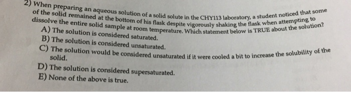 Solved When Preparing An Aqueous Solution Of A Solid Solute Chegg