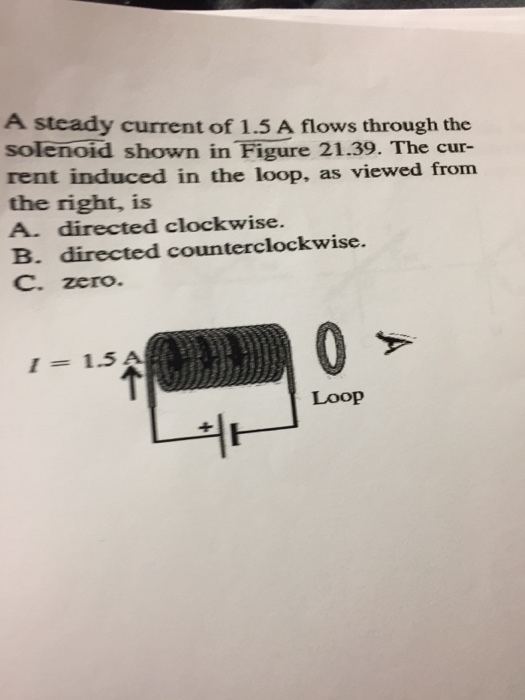Solved A Steady current of 1.5 A flows through the solenoid | Chegg.com