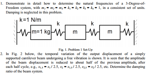 Solved 3. The base of a spring- Mass-damper system undergoes | Chegg.com