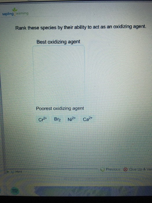 Solved Rank these species by their ability to act as an | Chegg.com