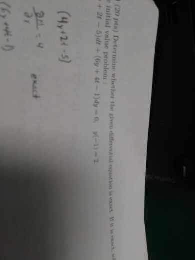 Solved 20 Pt Determine Whether The Given Differential 7915