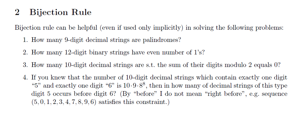 Solved Bijection rule can be helpful (even if used only | Chegg.com