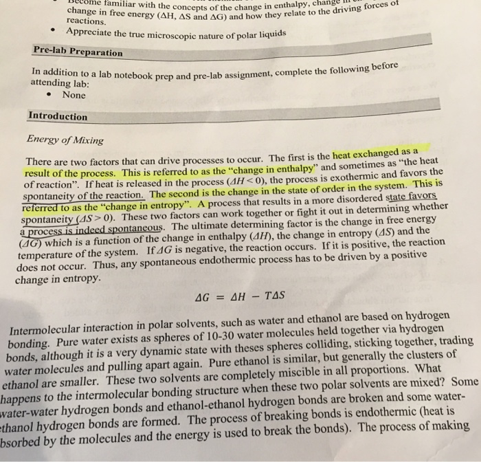 Solved In this lab, the temperature of chemicals before | Chegg.com