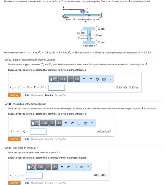 The beam shown below is subjected to a horizontal | Chegg.com