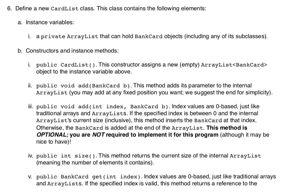 6. Define a new CardList class. This class contains | Chegg.com