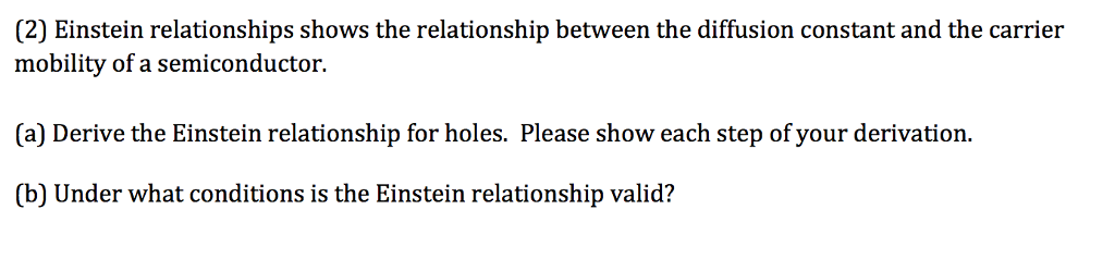 Solved Einstein relationships shows the relationship between | Chegg.com