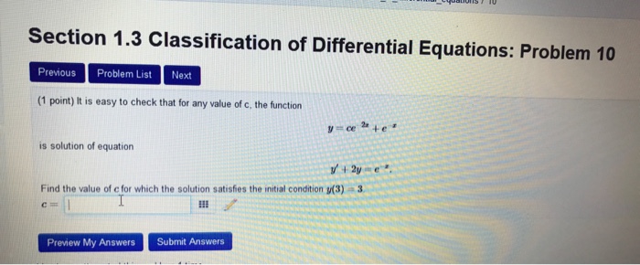 Solved Section 1.3 Classification of Differential Equations: | Chegg.com