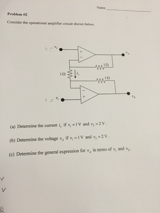 Solved Consider the operational amplifier circuit, shown | Chegg.com