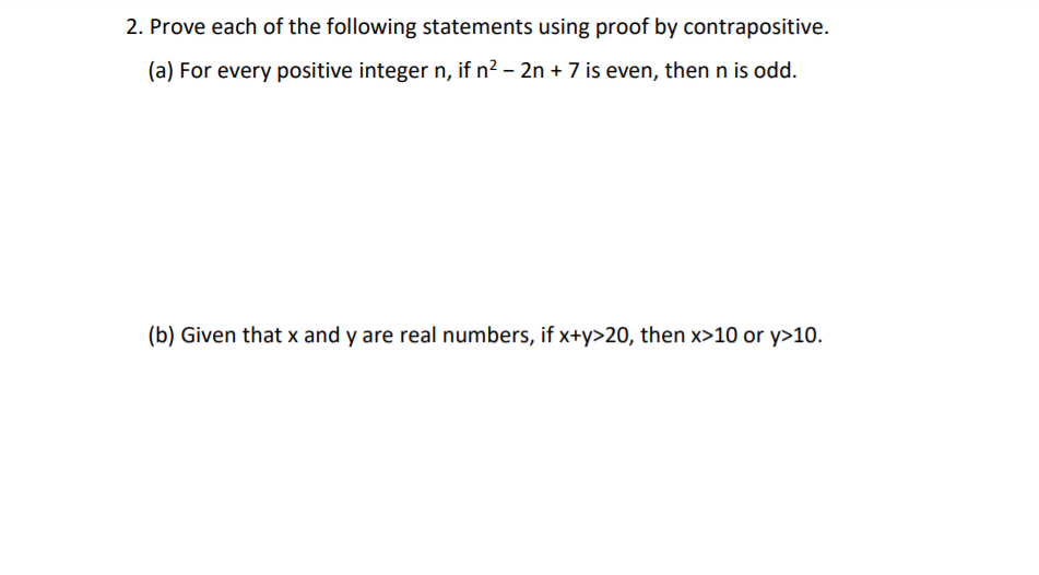 Solved 2. Prove each of the following statements using proof | Chegg.com