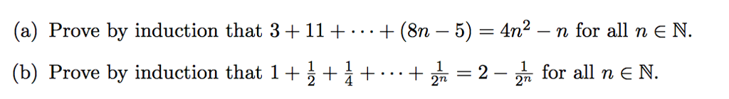 Solved Prove by induction that 3 + 11 + ... + (8n - 5) = | Chegg.com