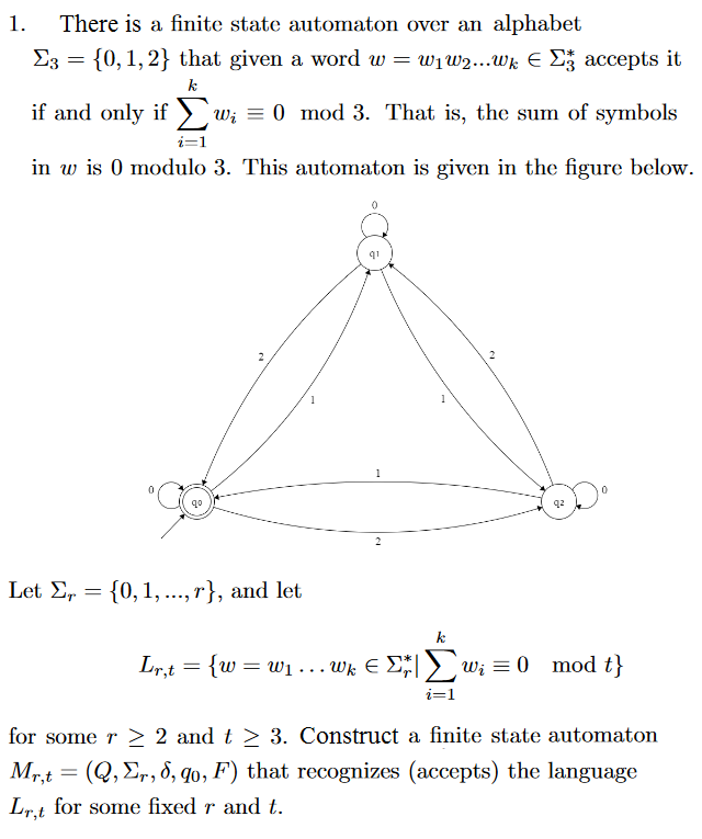 Solved There is a finite state automaton over an alphabet | Chegg.com