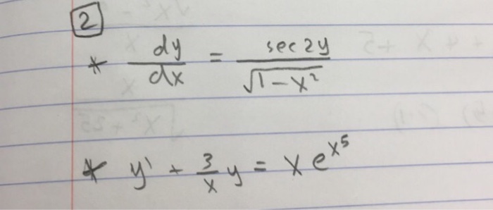 Solved dy/dx = sec 2 y/Squareroot 1 - x^2 y^1 + 3/x y = x | Chegg.com