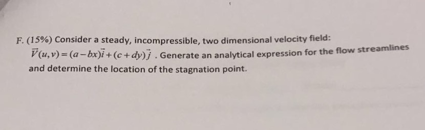 Solved Consider a steady, incompressible, two dimensional | Chegg.com