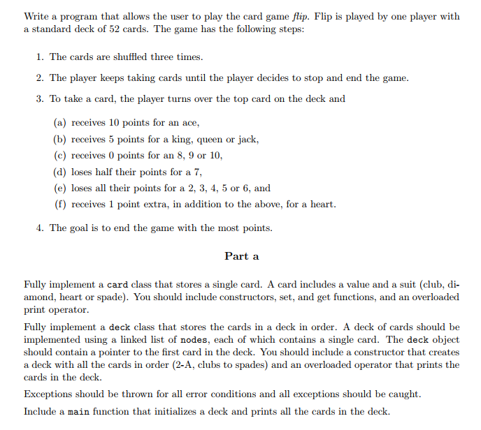 Solved Write a program that allows the user to play the card | Chegg.com