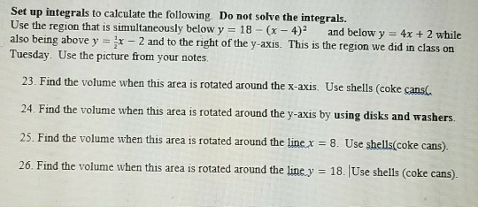 Solved Set up integrals to calculate the following. Do not | Chegg.com